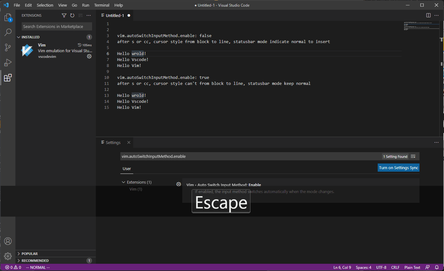 AutoSwitchInputMethod lead c and s can't change from normalMode to insertMode · Issue #7464 ...