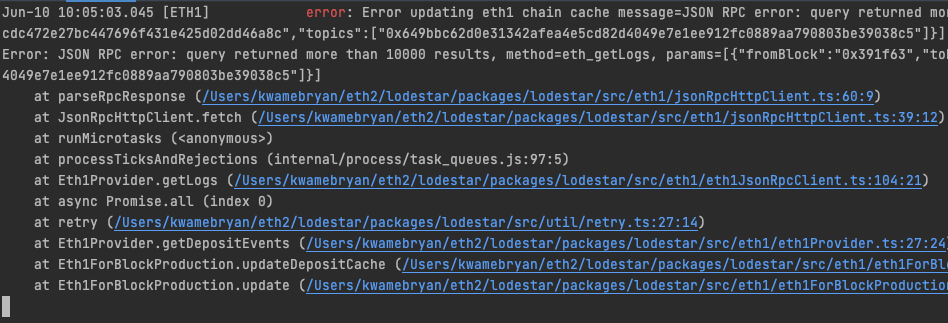Error updating eth1 chain cache · Issue #2680 · ChainSafe/lodestar · GitHub