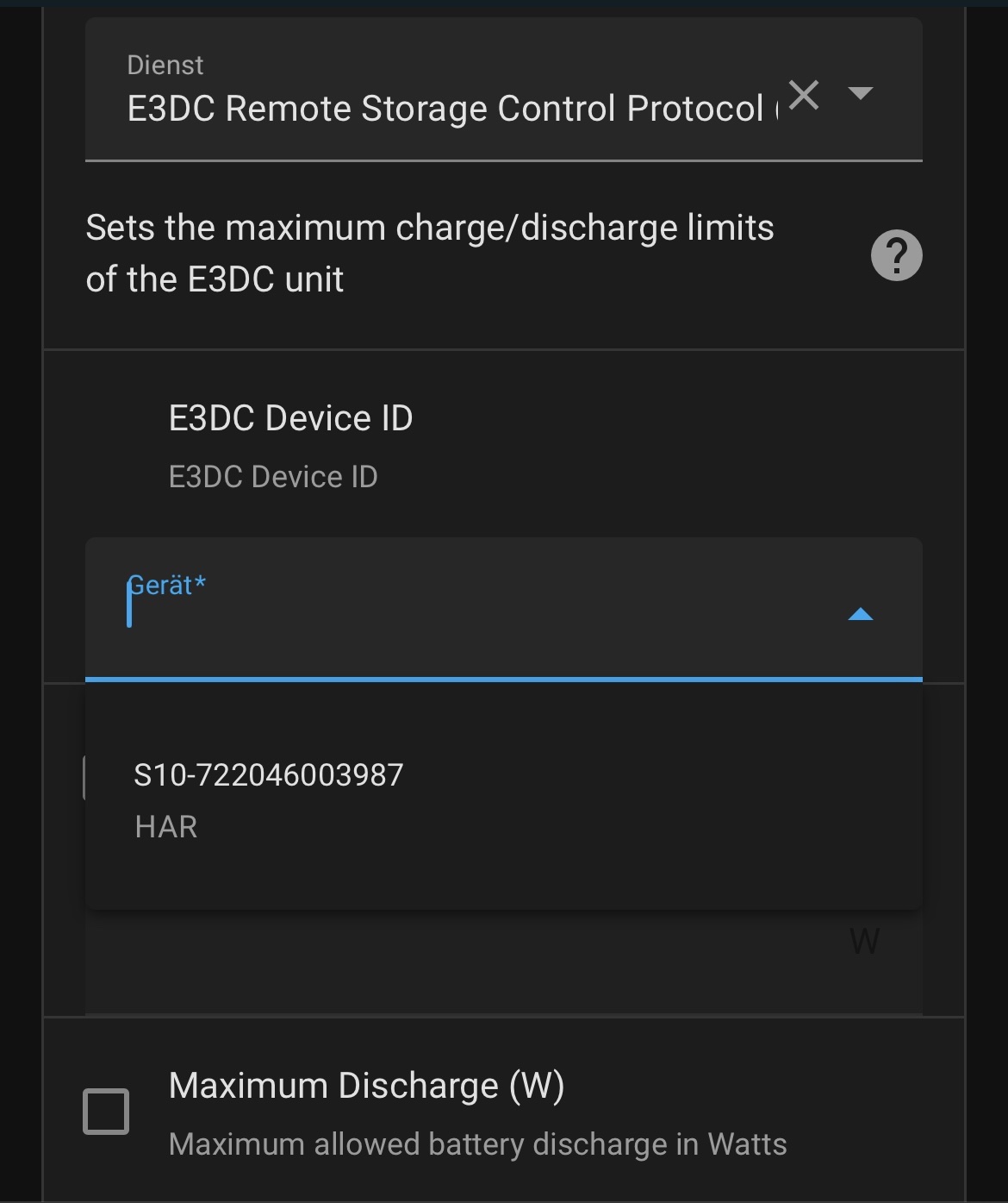 e3dc_service: set_power_limits: Issue "Unkown device" and "Device ...