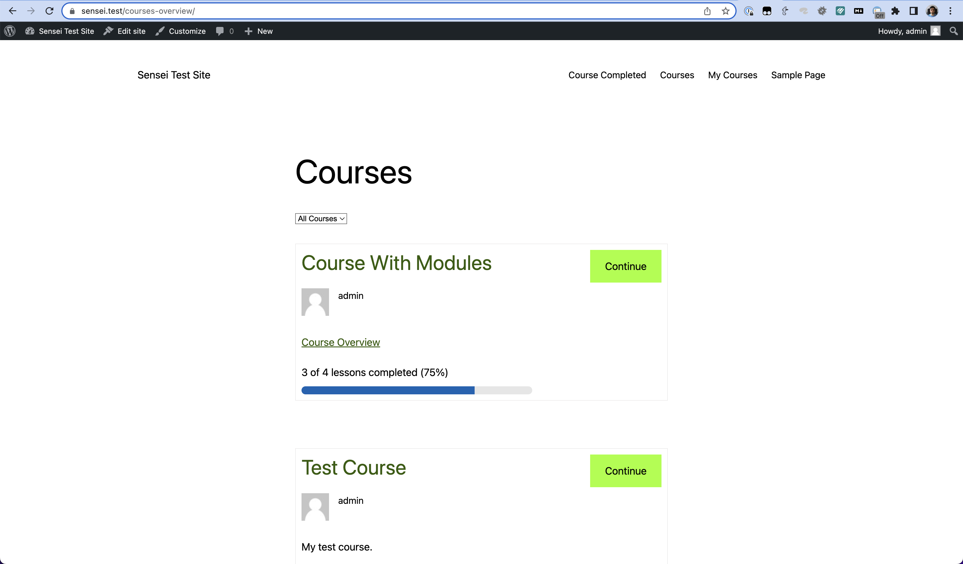 Fix 'Courses' page not loading any course in Astra theme · Issue #6807 · Automattic/sensei · GitHub