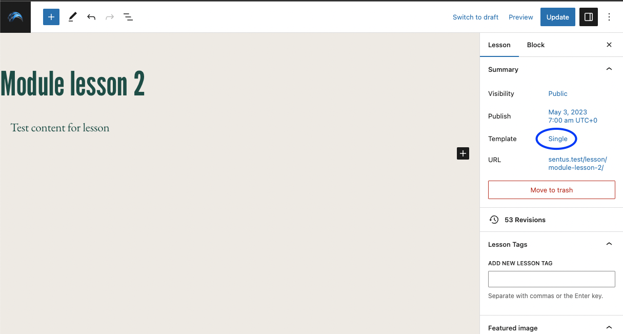 Fix the issue of Lesson not using the selected template and always using the page template ...