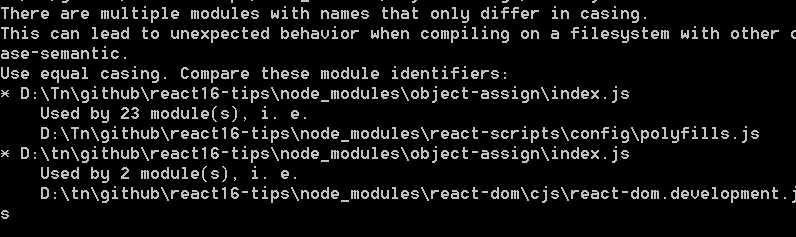There Are Multiple Modules With Names That Only Differ In Casing · Issue 10667 · Facebook React