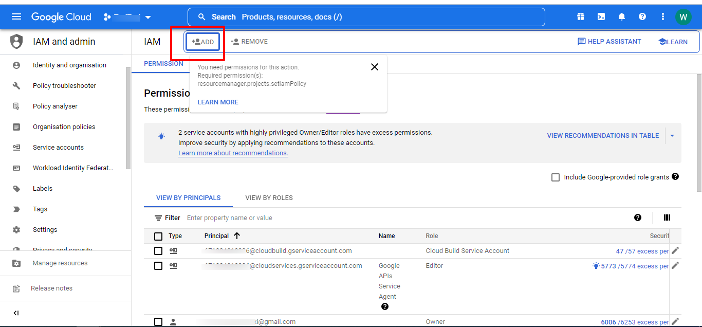 🐛 [Storage] A required service account is missing necessary permissions ...