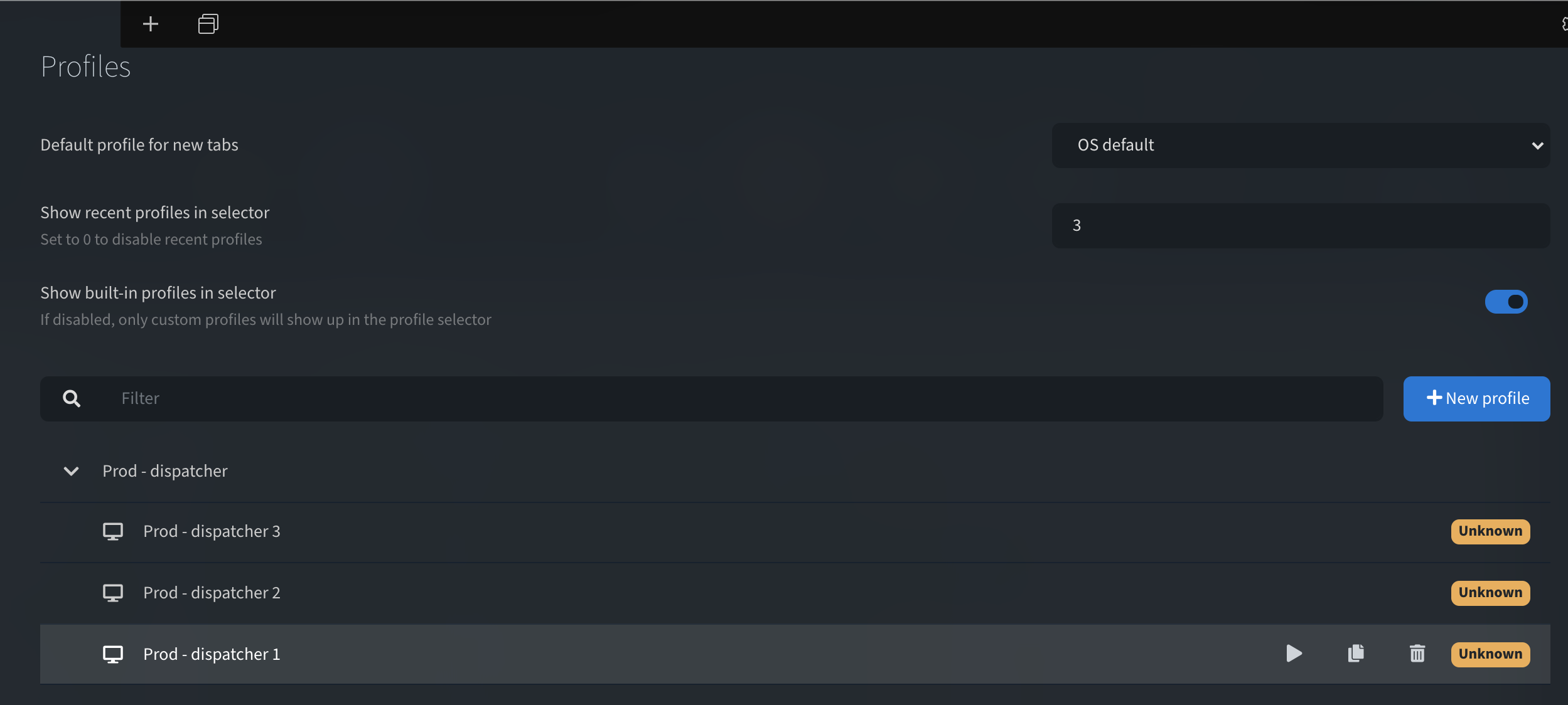 Profiles are not configurable anymore · Issue #4414 · Eugeny/tabby · GitHub