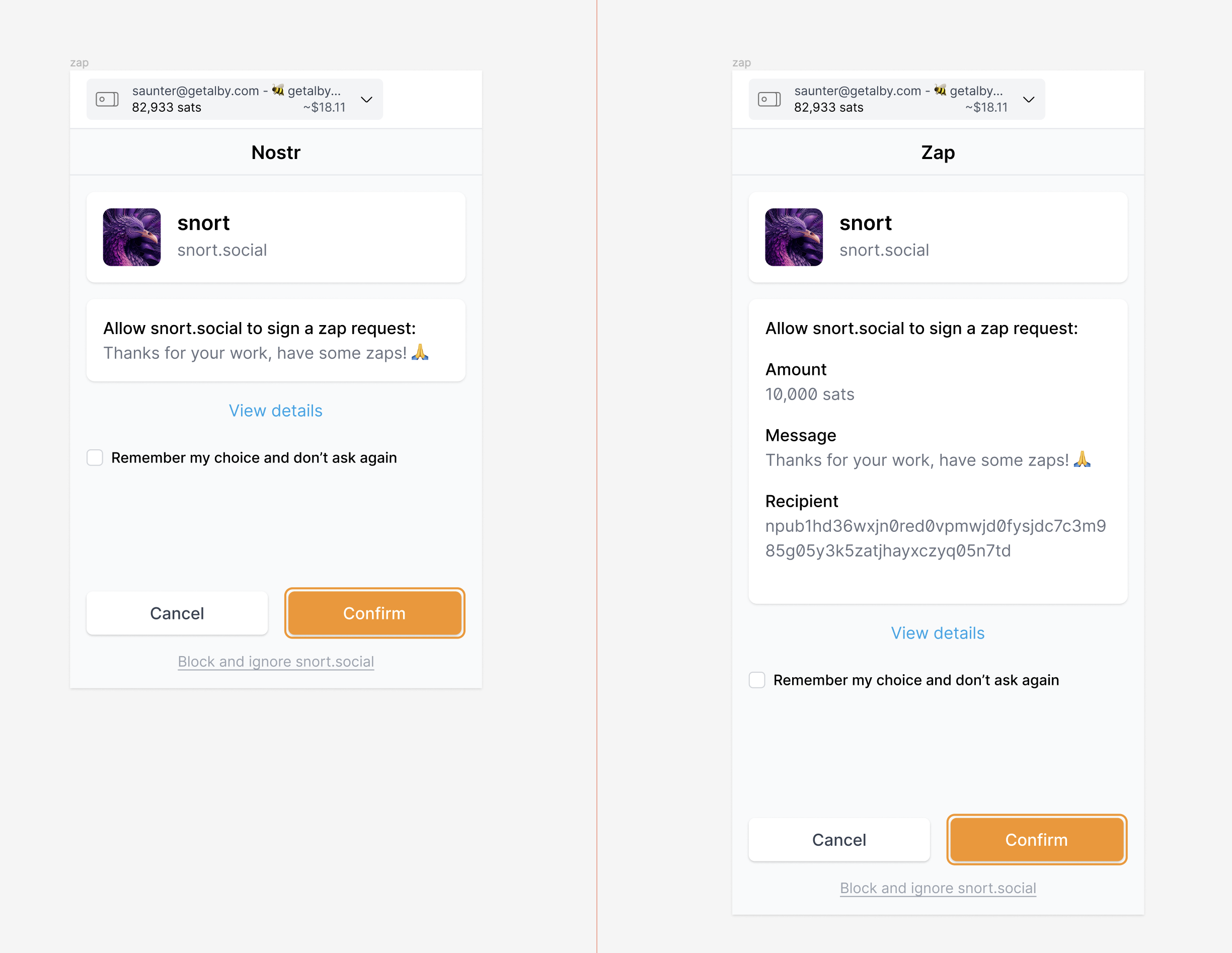 Improve Nostr signing screens · Issue #2212 · getAlby/lightning-browser-extension · GitHub