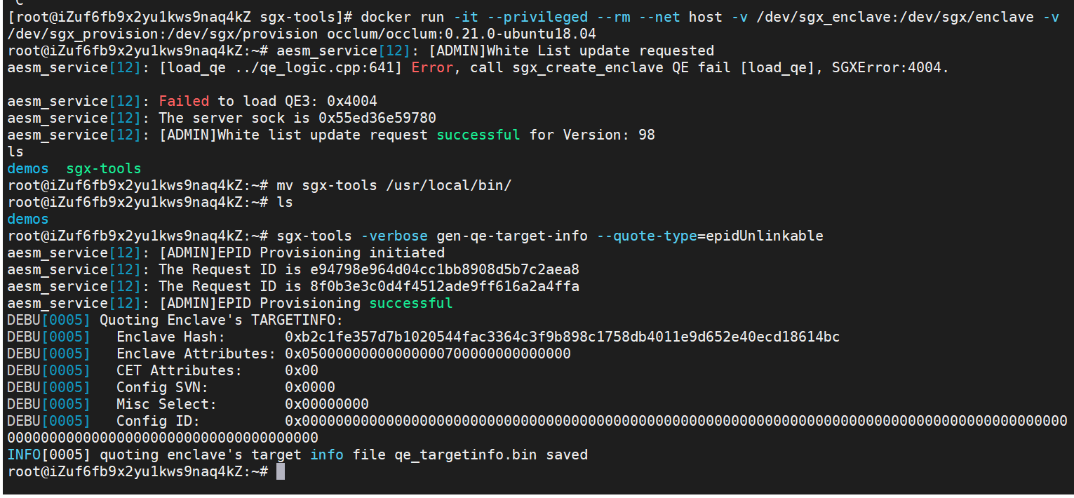 sgx1 ra CI/CD: work around the sgx-tools gen-qe-target-info error ...
