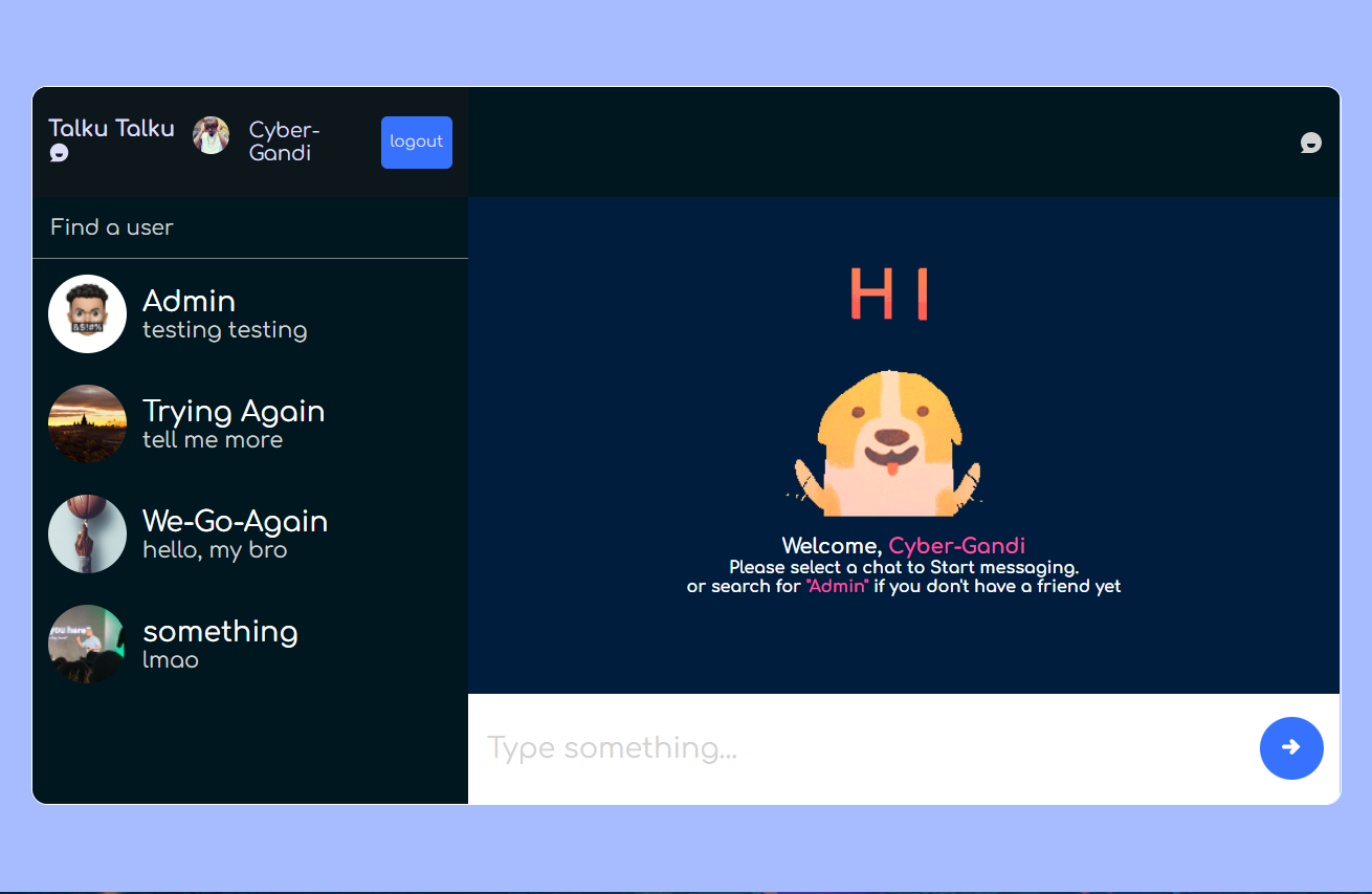 GitHub - Vinyl-Davyl/Talku-Talku: Talku Talku, V1. Realtime private Chat Application, With Login ...
