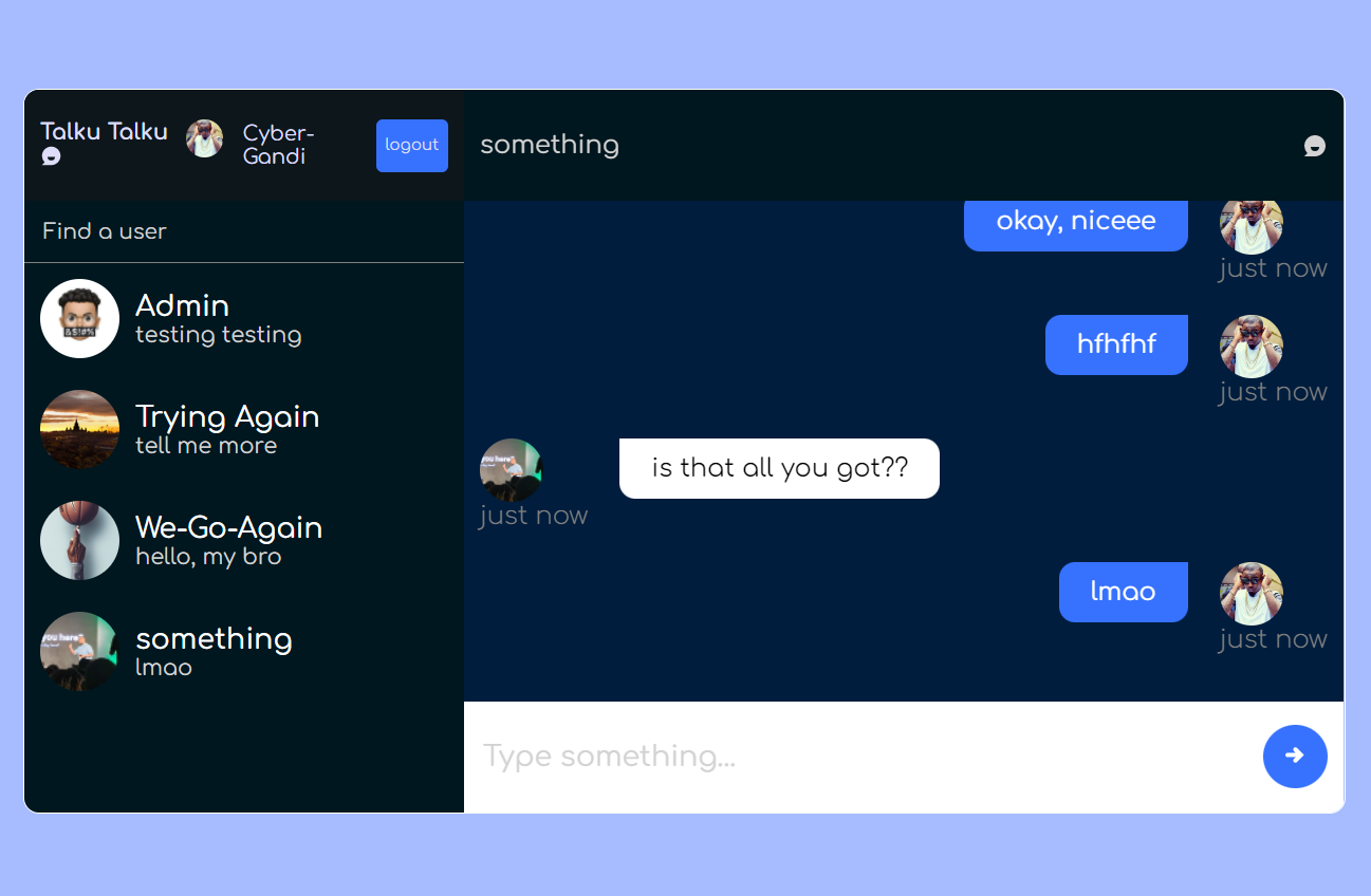 GitHub - Vinyl-Davyl/Talku-Talku: Talku Talku, V1. Realtime private Chat Application, With Login ...