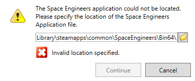 [Invalid location specified] Space Engineers application could not be ...