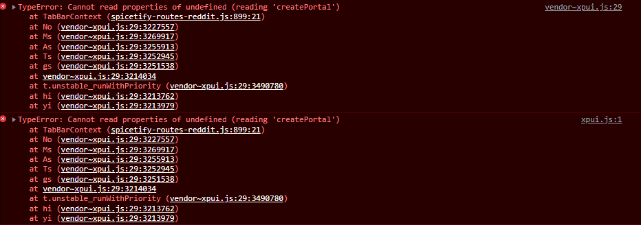 Error loading Marketplace, Reddit or Lyrics page · Issue #1734 · spicetify/cli · GitHub