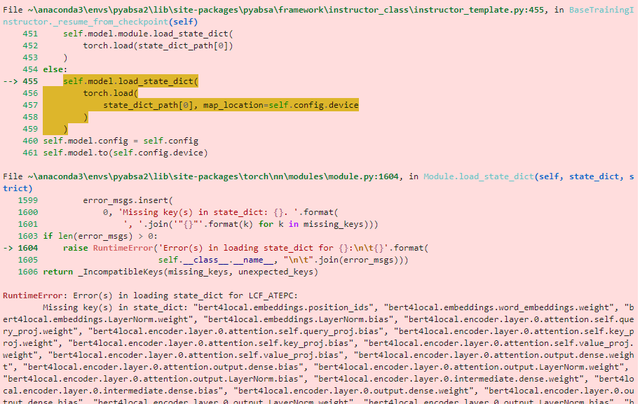 Error Custom Training Pyabasa V2 Missing Keys In Loading State Dict For Lcf Atepc · Issue 265