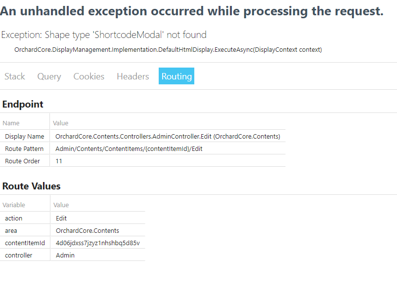 Exception on Editing Page Content in Admin module- Shape type 'ShortcodeModal' not found · Issue ...