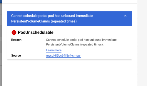 Deployment on GCP- 2 unscheduled pods (minio and mysql), pod has ...