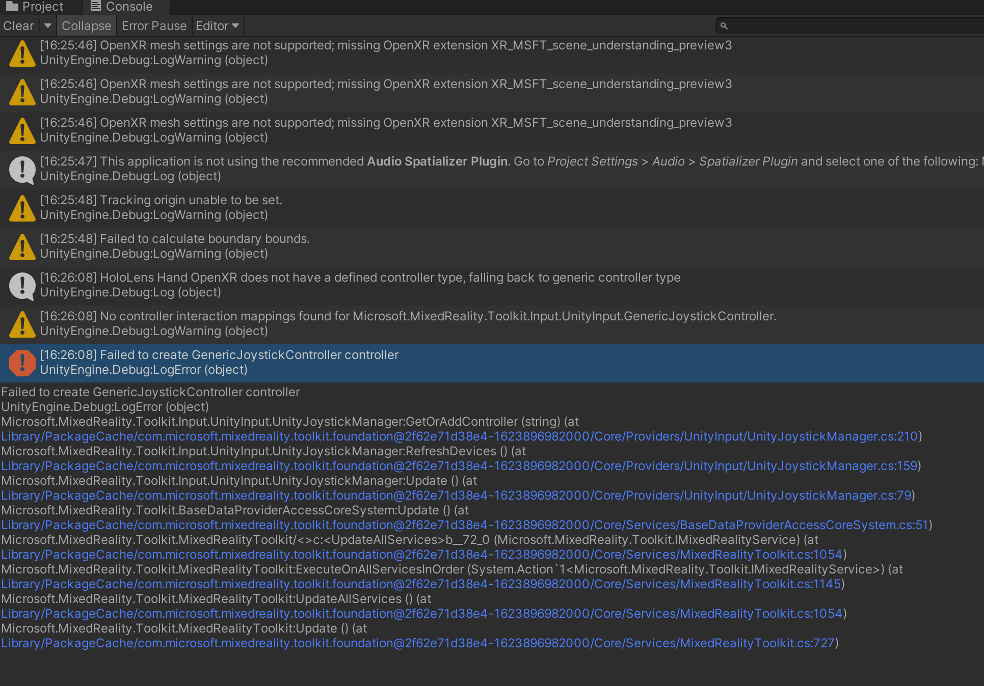 OpenXR HoloLens 2 remoting generates error and warning · Issue #9993 ...