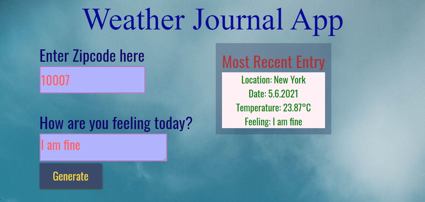 GitHub - Ahmed-AbdElMoneam/Weather-Journal-App: Udacity Educational Web ...