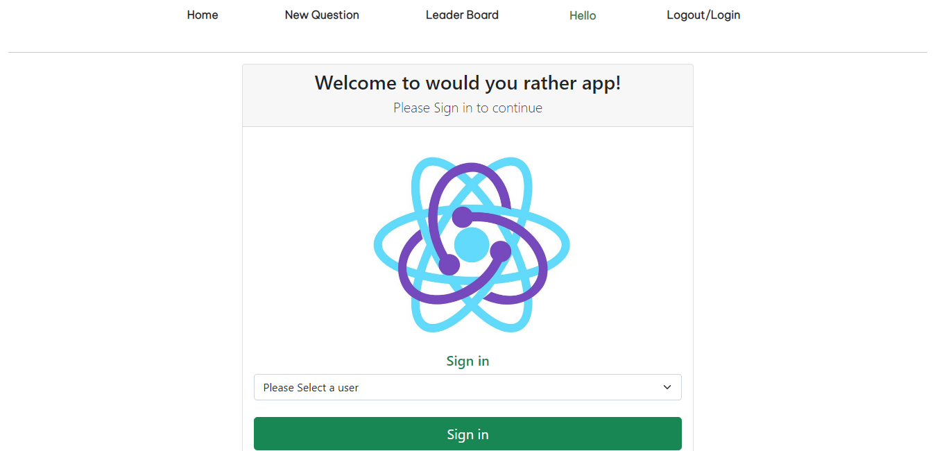 GitHub - Ahmed-AbdElMoneam/Would-You-Rather-app: Would You Rather App is a react.js and redux ...