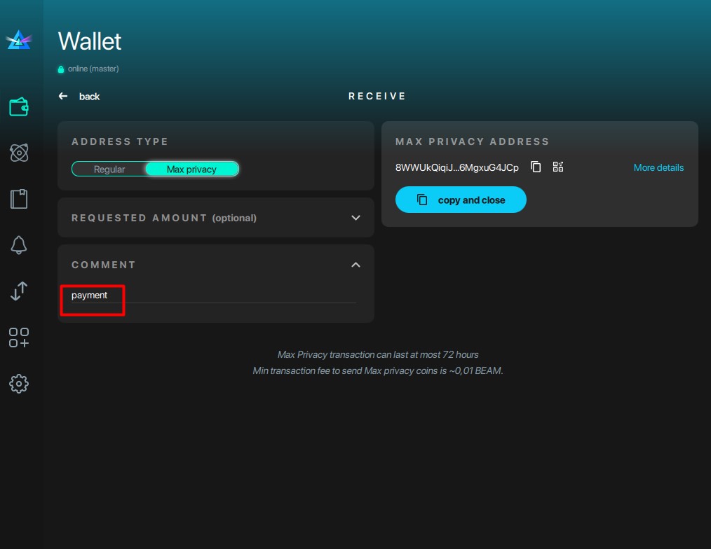 Transactions details: comment for max privacy and offline transactions · Issue #545 · BeamMW ...