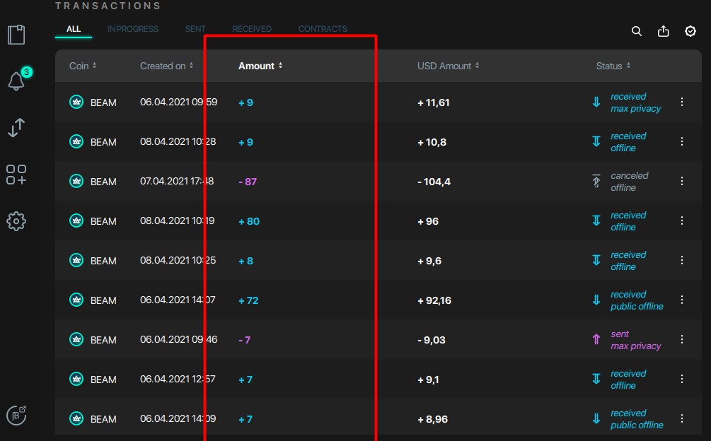 Transactions List Incorrect Sorting By Amount And Usd Amount · Issue 582 · Beammw Beam Ui · Github