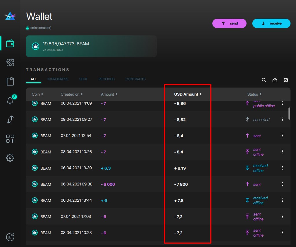 Transactions List Incorrect Sorting By Amount And Usd Amount · Issue 582 · Beammw Beam Ui · Github