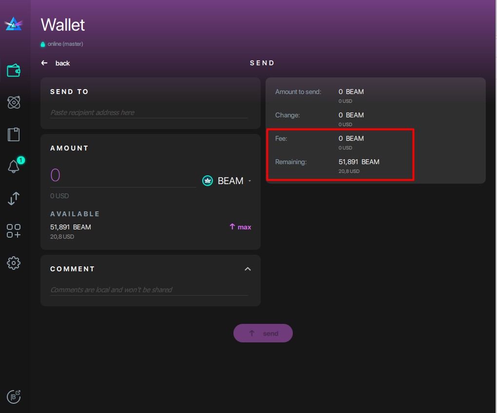 Send - big screen (simplified) · Issue #173 · BeamMW/web-wallet-angular · GitHub