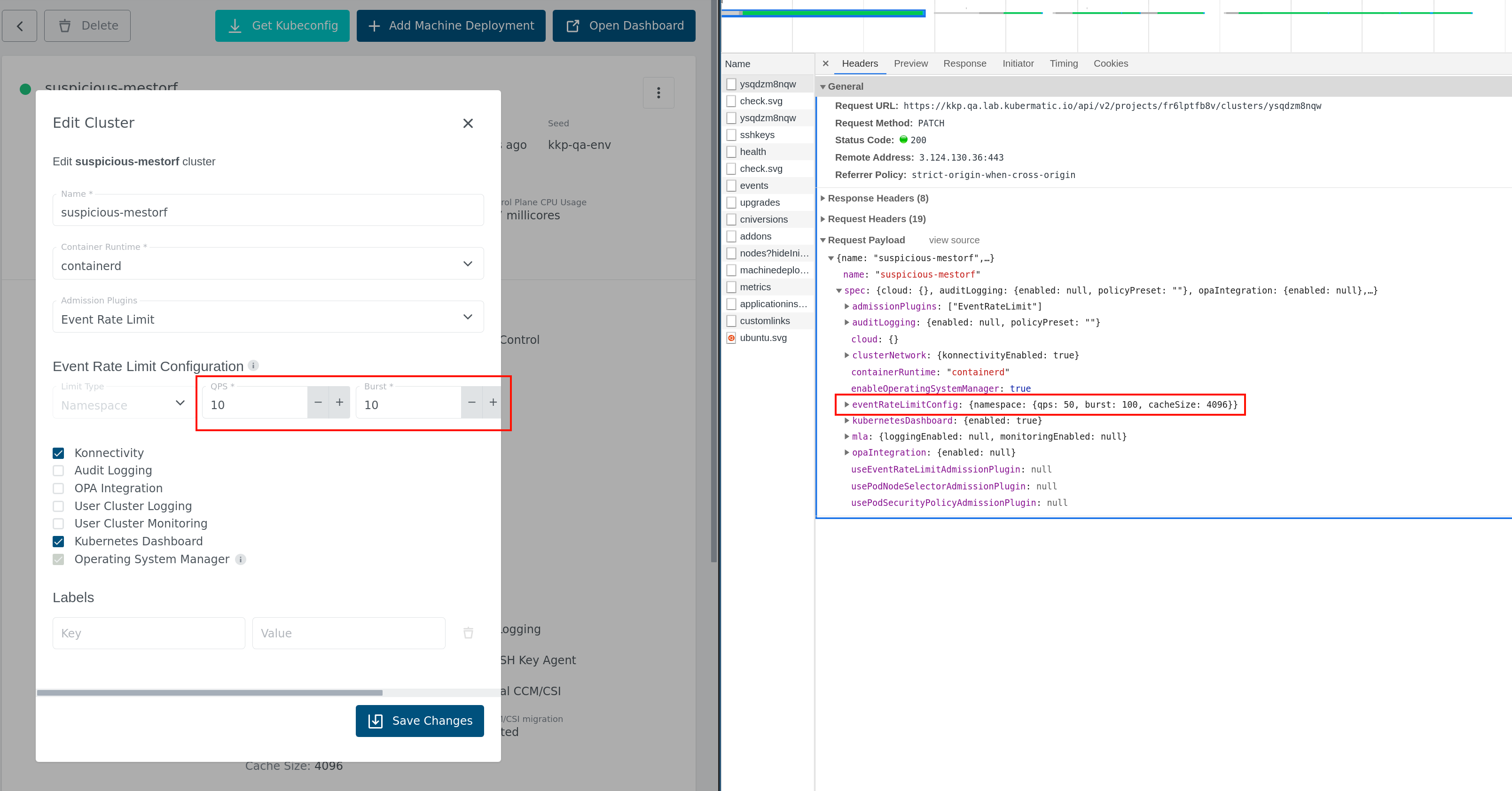 Event Rate Limit Configuration (Admission Plugin) cannot be changed via Dashboard · Issue #4789 ...
