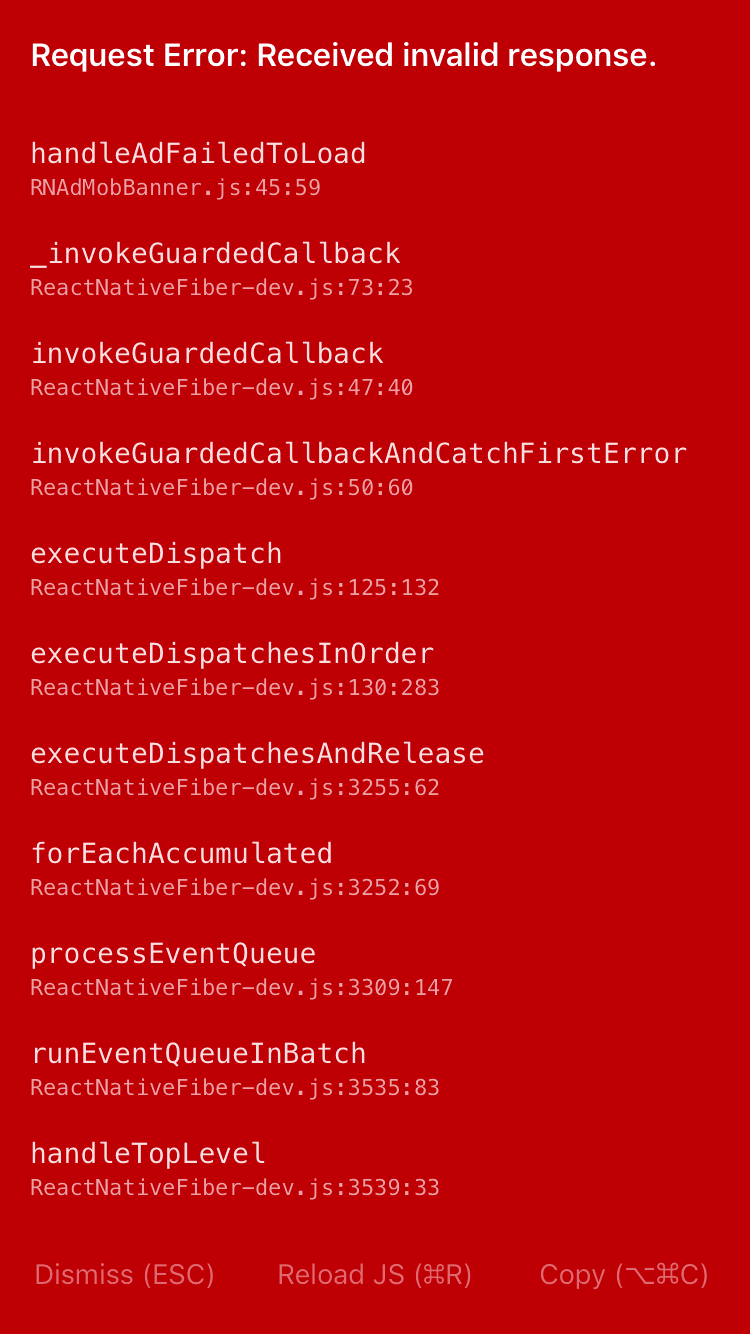 Request Error Received Invalid Response V2 · Issue 207 · Sbugert React Native Admob · Github