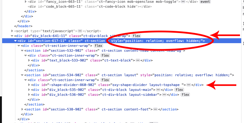 Shape Divider adds "position: relative; overflow:hidden" to all parent ...