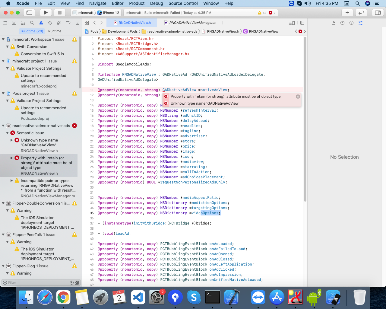 Many issues after pod install in iOS platform · Issue #184 · ammarahm-ed/react-native-admob ...