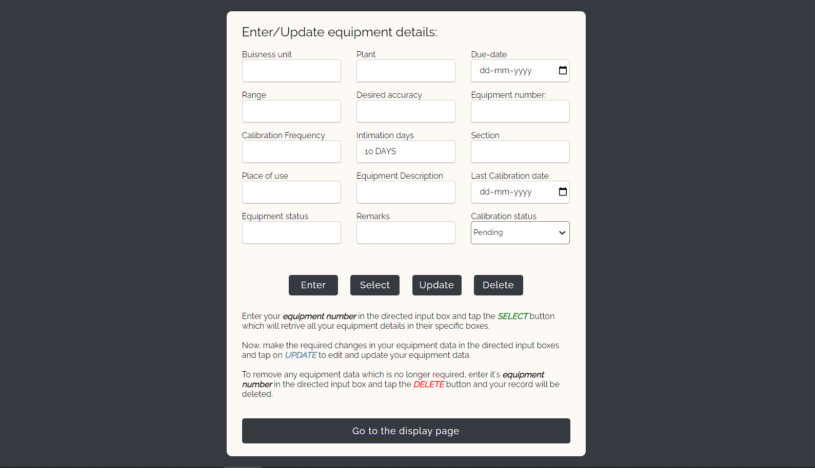GitHub - rumela3011/Calibration-duedate-delivery: A website designed to keep tabs on the ...