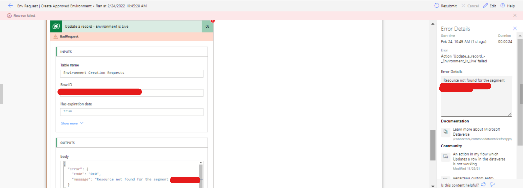 [CoE Starter Kit - Env Request | Create Approved Environment fails to update Environment ...