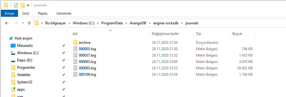 Rocksdb Journal Log Files Growing In Size Continuously On Windows