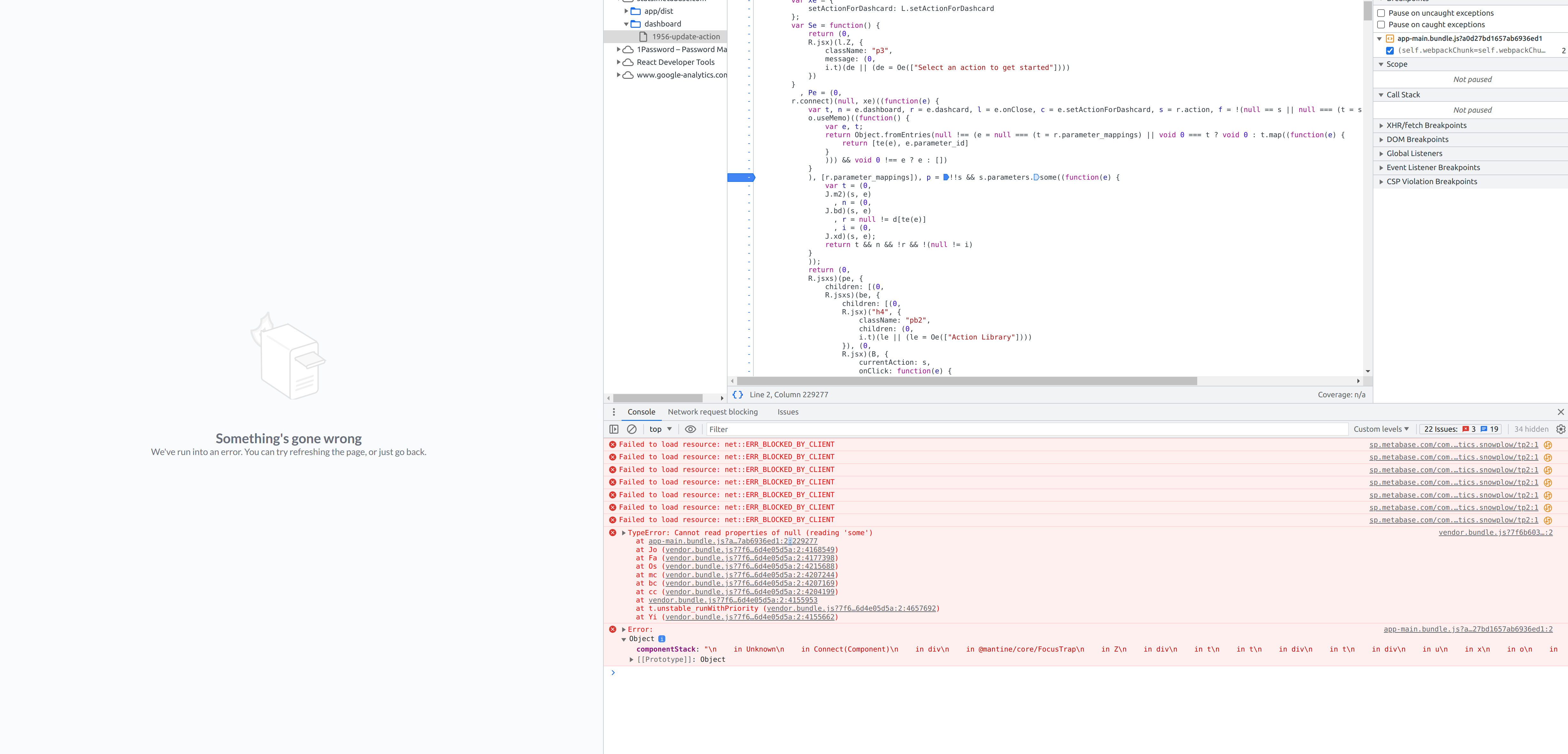App crashes when connecting a model action to a dashboard button · Issue #32665 · metabase ...
