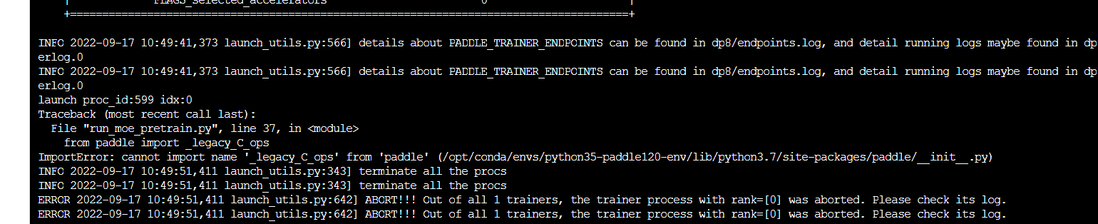 [Question]: 在aistudio运行run_moe_pretrain.py失败 · Issue #3287 · PaddlePaddle/PaddleNLP · GitHub