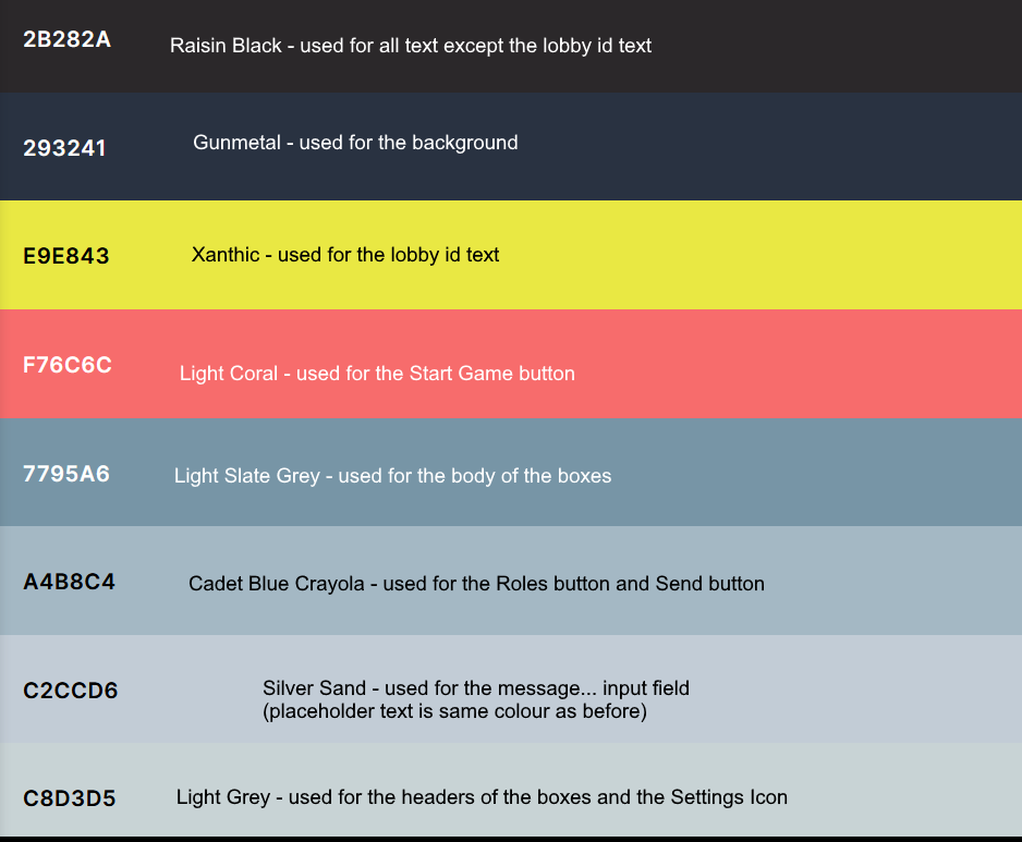 Redesign of lobby colour scheme · Issue #312 · Mafia-Hands/Mafia · GitHub