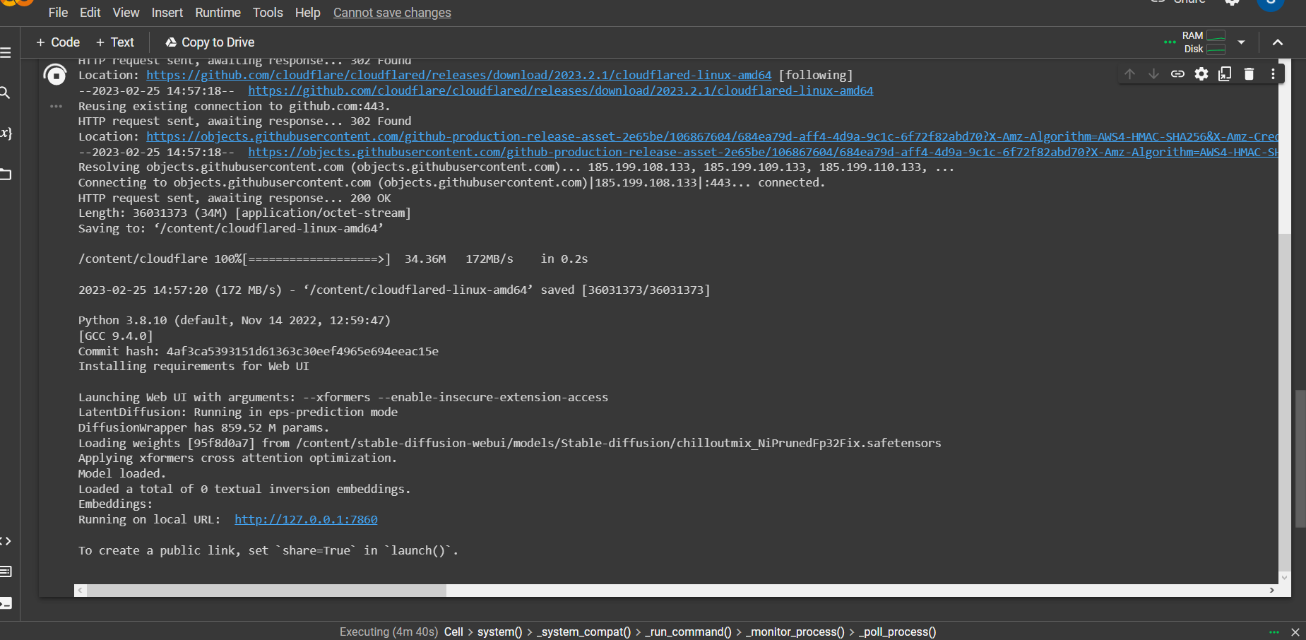 Having problem with colab notebook "set 'share=True' in 'launch()'" · Issue #174 · camenduru ...