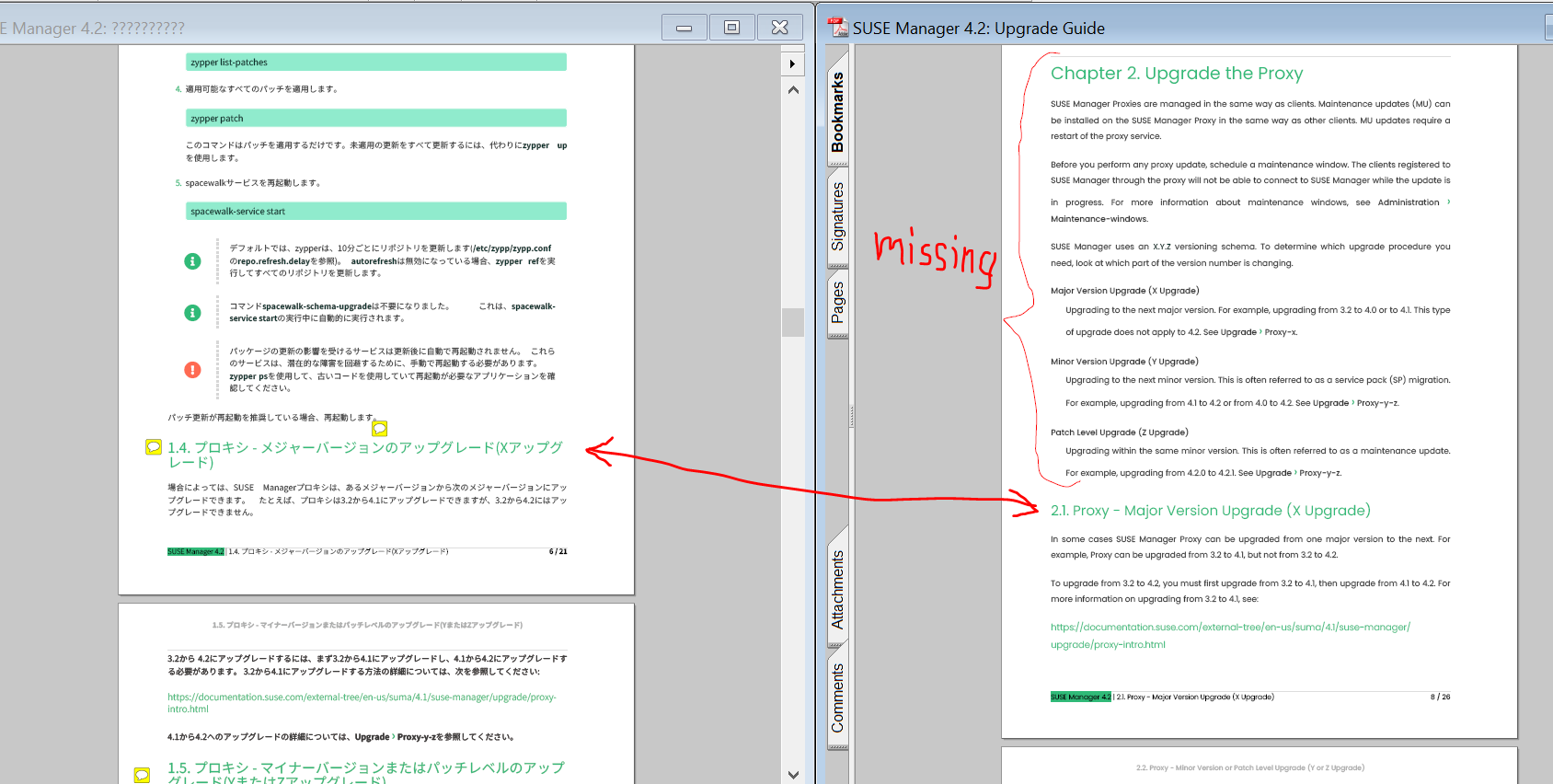 L10n of 4.2.x documentation - Upgrade Guide - Chapter 2 is not getting created in the CJK PDFs ...