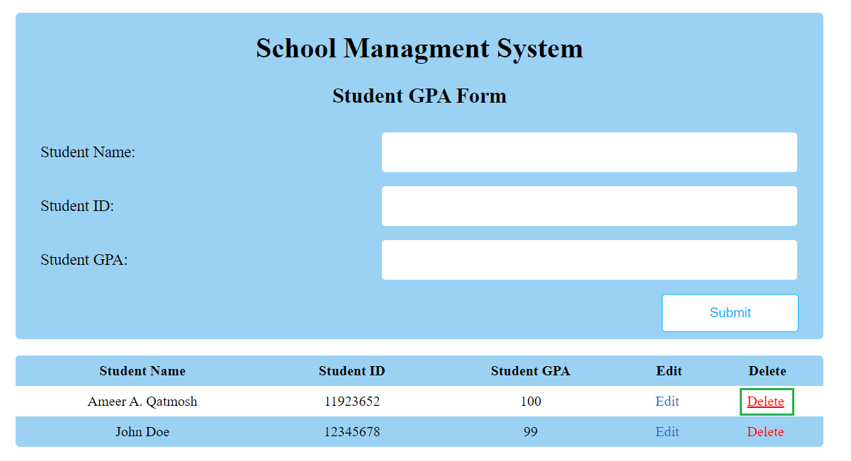 GitHub - AmeerQatmosh/School-Management-System: Task, Assignment for ...