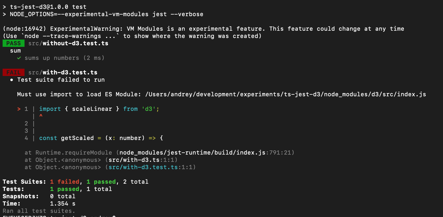 Jest unable to import D3 v.7.0.0 (distributed as ESM module) · Issue #11675 · jestjs/jest · GitHub