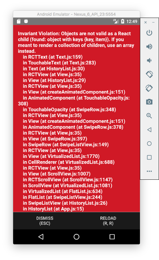 Exception: Invariant Violation: Objects are not valid as a React child (found: object with keys ...