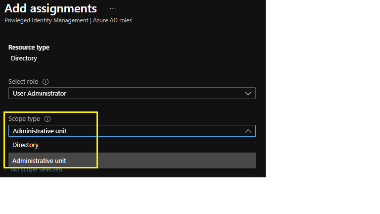 Some Azure AD roles scope can be "Administrative Unit" in addition to ...