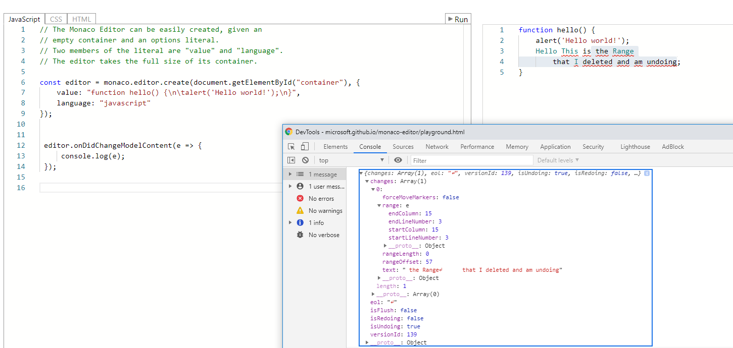 Start and end line numbers of "undo"/"redo" actions are not showing ...