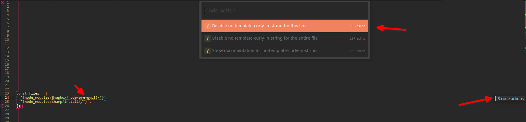 Code actions pop-up appears as far as possible from mouse cursor location with no obvious hotkey ...