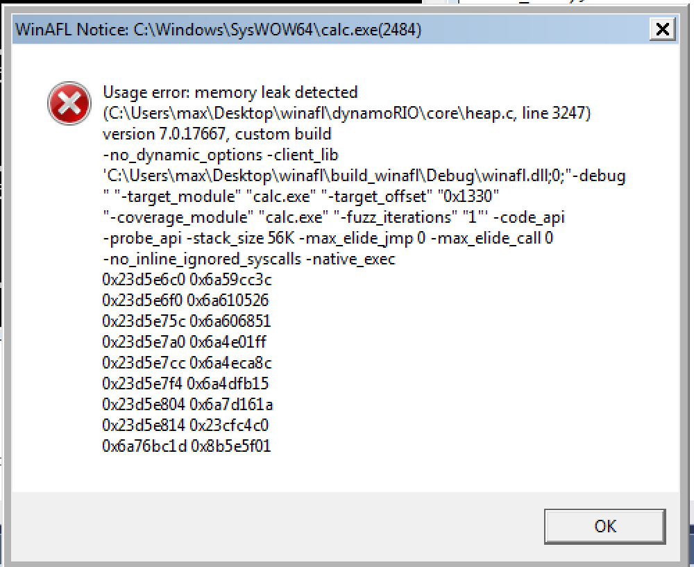 Memory leak in winafl client · Issue #112 · googleprojectzero/winafl · GitHub