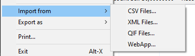 Change 1. `... Export` to `Export as ... file` and 2. `... Import` to ...