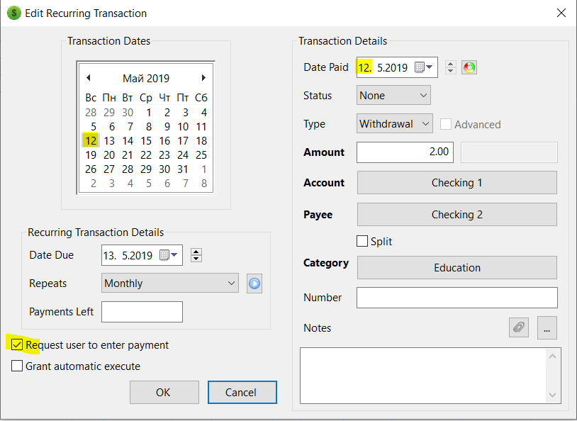 Too many different dates in New Recurring Transaction dialog · Issue ...