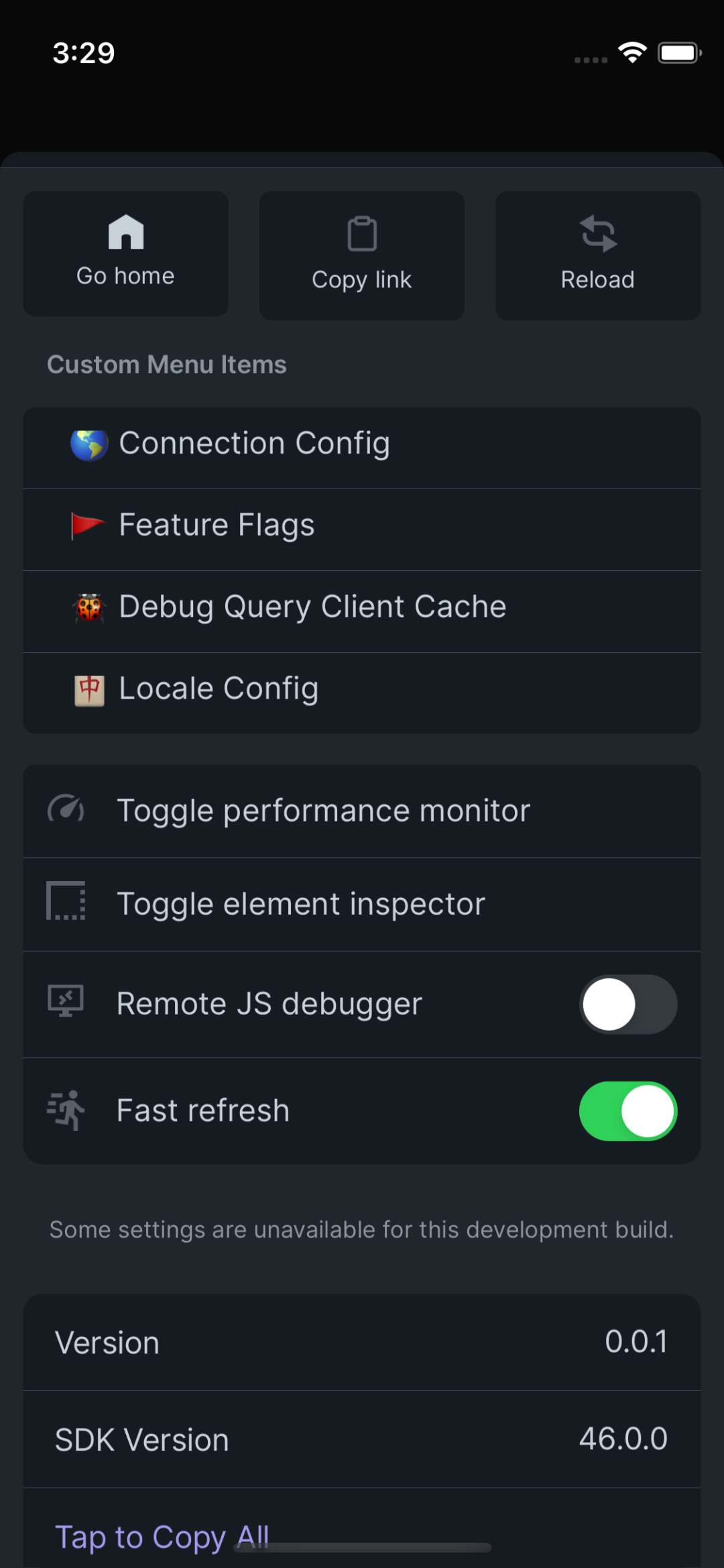 Expo Dev Menu Cannot Dismiss Dev Menu When A Custom Button Is Clicked