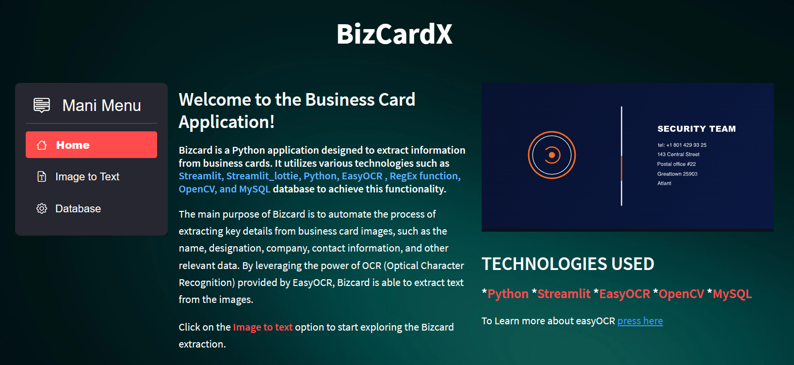 Github Sridhar3131 Business Card Extraction With Ocr Bizcard You Can Say Goodbye To Manual