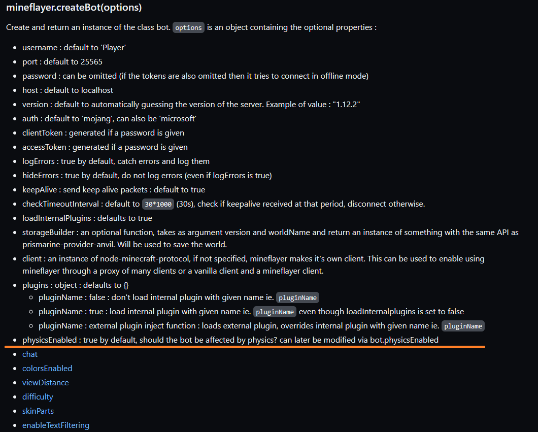 how to disable the bot being pushed by water · Issue #2999 · PrismarineJS/mineflayer · GitHub