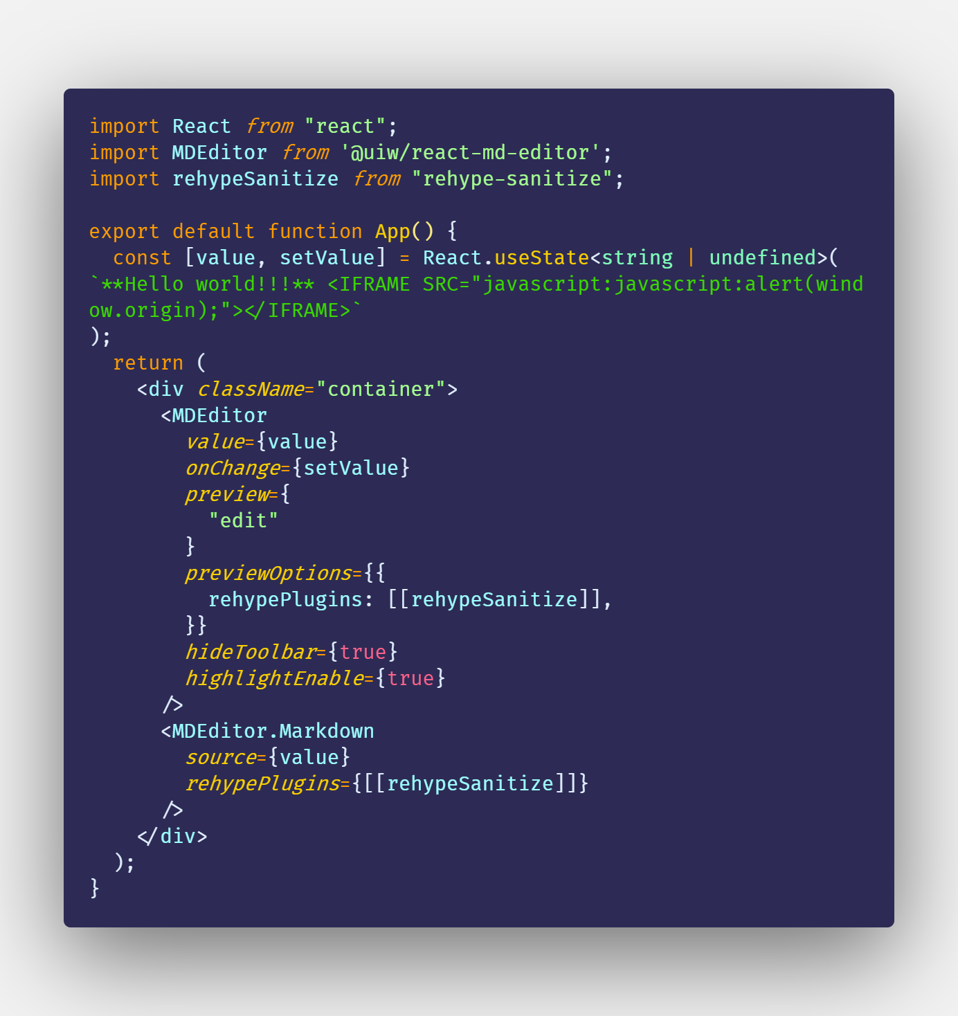 Code Highlight Not Working With Rehype Sanitize Plugin · Issue 335 · Uiwjsreact Md Editor · Github 