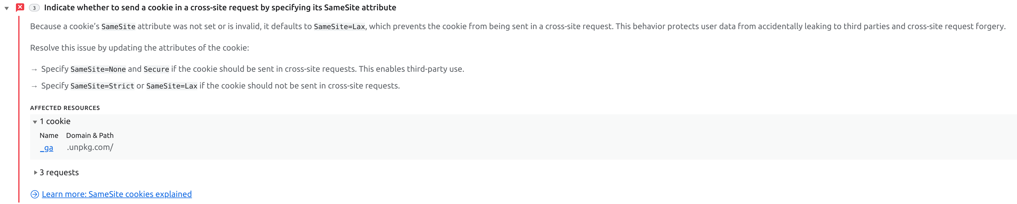 Cookie SameSite warning in Chrome for UNPKG URLs · Issue #302 · unpkg/unpkg · GitHub